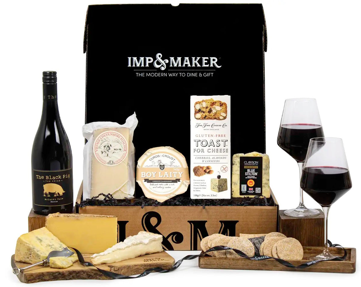 The Black Pig Red Wine & Artisan Cheese Gluten Free Gift Hamper | IMP ...