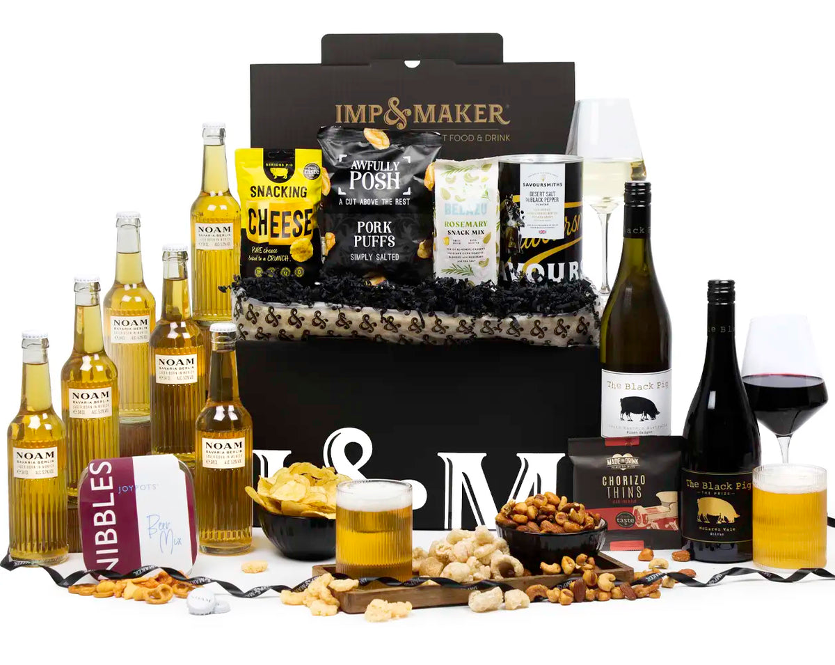 The Ultimate Posh Pub in a Box Wine Duo & Beer Gift Hamper – IMP & MAKER
